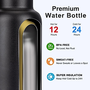 Mollcity 16 oz Water Bottle Stainless Steel Vacuum Insulated Water Bottle for Kids Back to School-Sports Water Flask with Wide Handle (Navy)