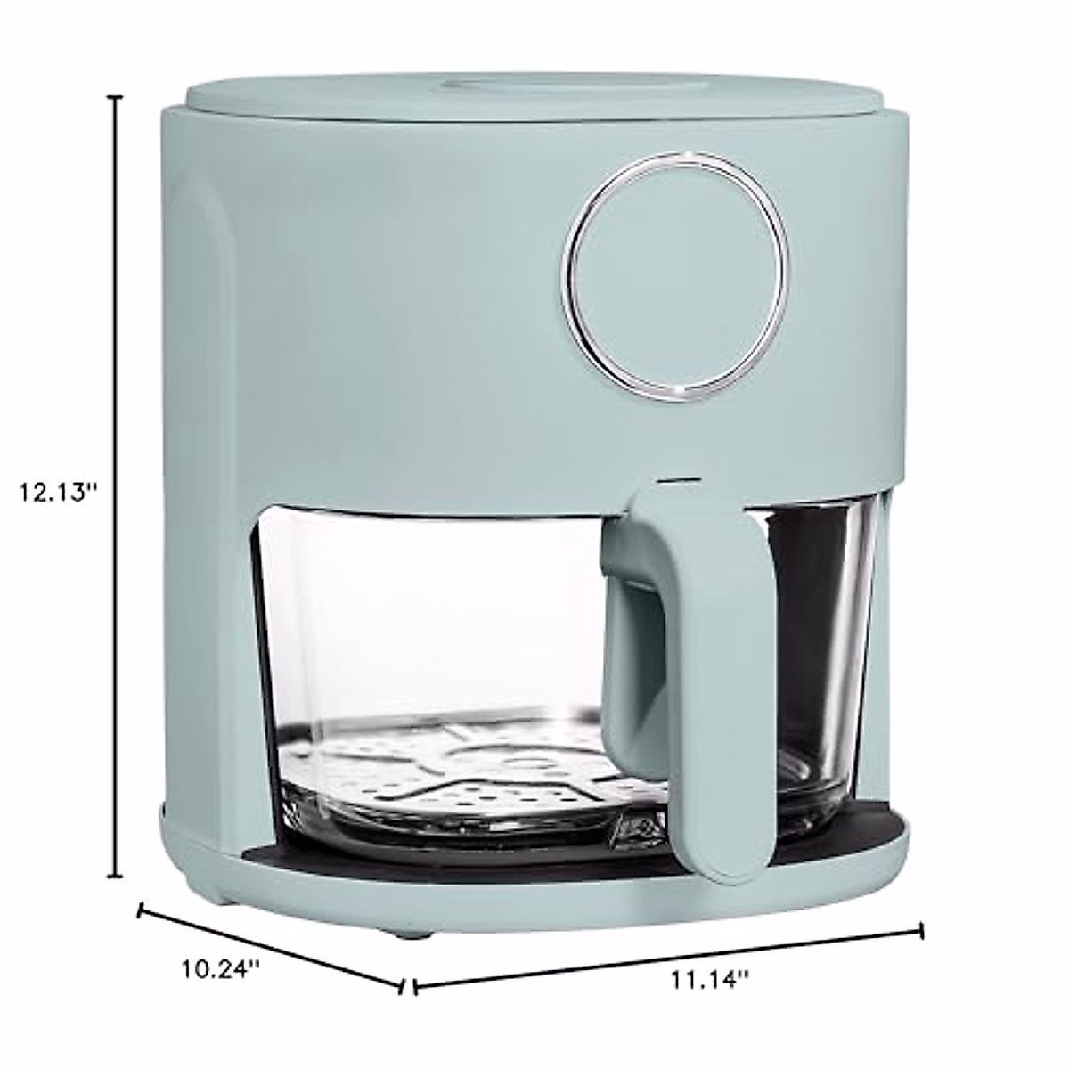 COOK WITH COLOR Colorful 1200W 4Qt Air Fryer: Glass Basket, Dishwasher Safe, 60min Timer, 6 Presets, Temp Control 175F-400F, 4 QT, Sage