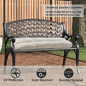 FUNHOME Outdoor Bench Cushion 45 x18 inch with Non-Slip Grips,Waterproof Porch Swing Cushion,Bench Pillow Pads,Tufted Cushions for Patio Garden Furniture,45" Seat Cushions Indoor(Linen Brown)