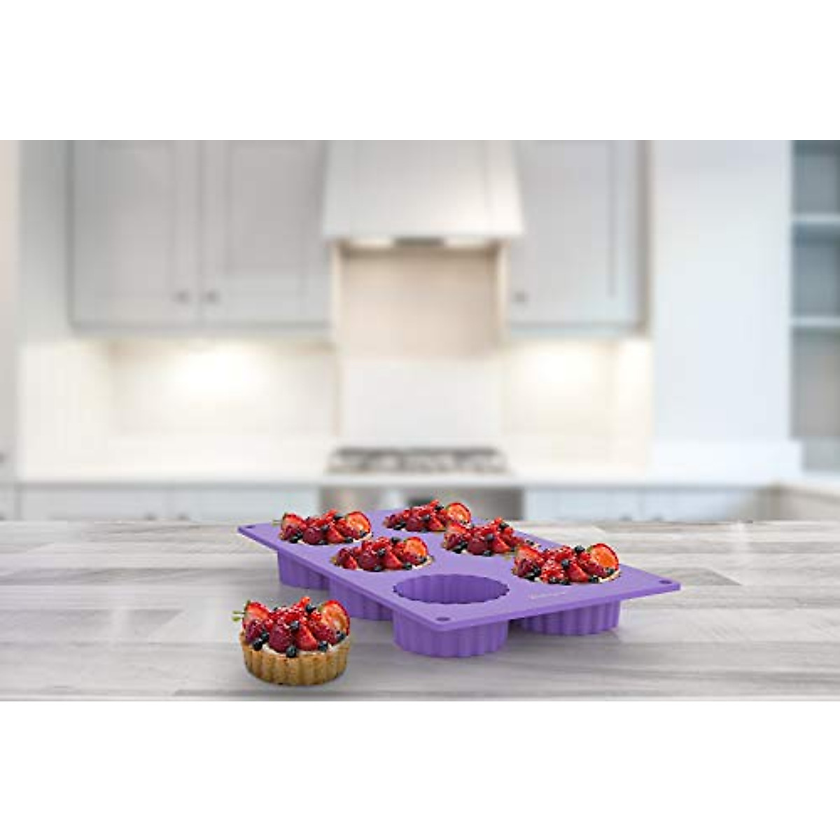 Bakerpan Silicone 2 3/4 Inch Round Tart Mold, Mini Cakes, Desserts, 6 Cavities Pan - Set of 2