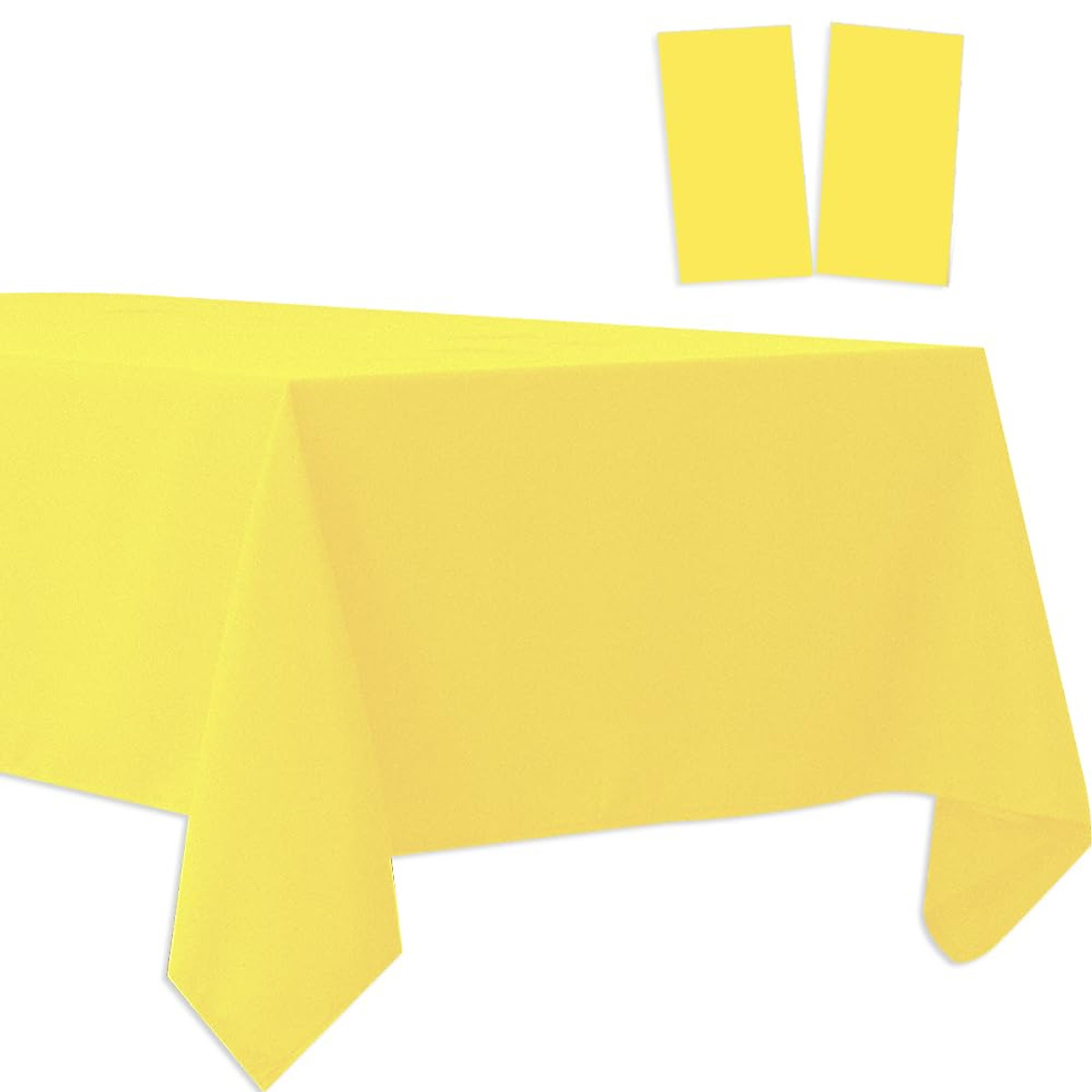 2 Pack Plastic Tablecloths Plastic Table Covers Christmas Disposable Table Cloths BBQ Picnic Birthday Wedding Halloween Parties Waterproof Table Cloth Thanksgiving Thin Yellow TableCover 54 x 108 In