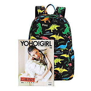 abshoo Cute Lightweight Kids School Bookbags Dinosaur Boys Backpacks With Lunch Bag (Colorful Dinosaur Set)