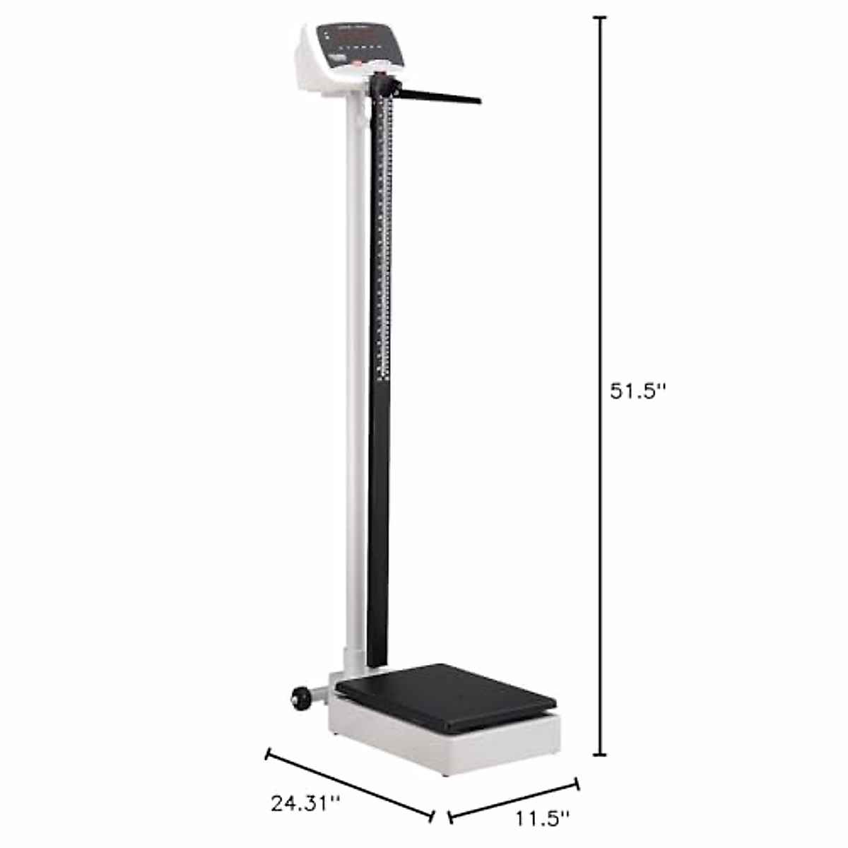 Digital Physician Scale with Height Rod, 600 Lbs Capacity, 11-1/2"L x 24-5/16"W x 51-1/2"H