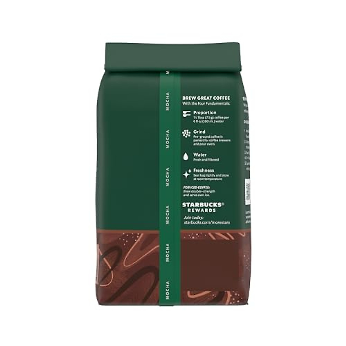 Starbucks Ground Coffee—Mocha Flavored Coffee—No Artificial Flavors—100% Arabica—6 bags (11 oz each)