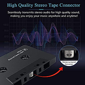 Elook Car Cassette Audio Receiver, Bluetooth Cassette Tape Adapter with Calling Function, Black