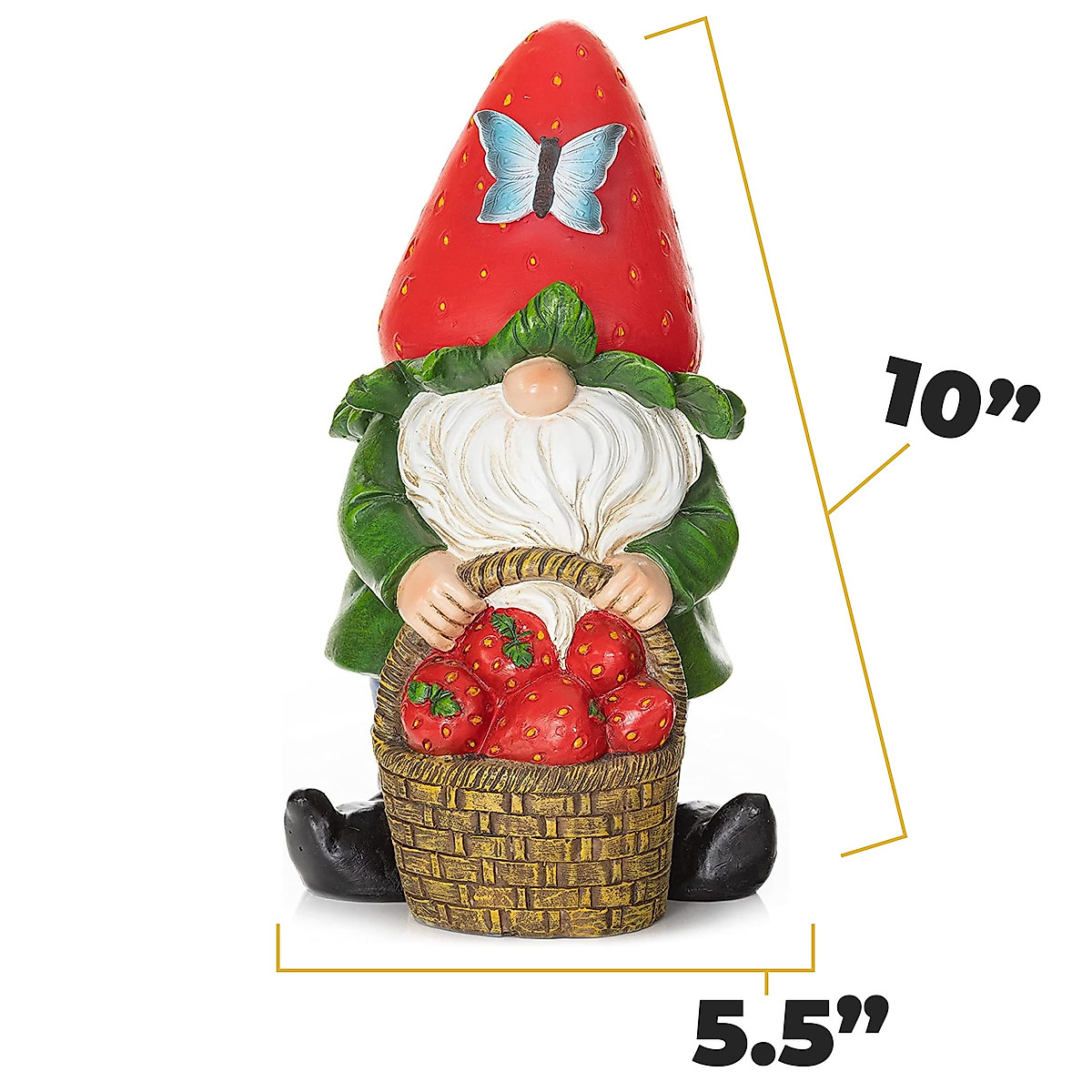 VP Home Strawberry Gnome Solar Powered LED Outdoor Decor Garden Light Great Addition for Your Garden, Solar Powered Light Garden Gnome, Christmas Decorations Gifts