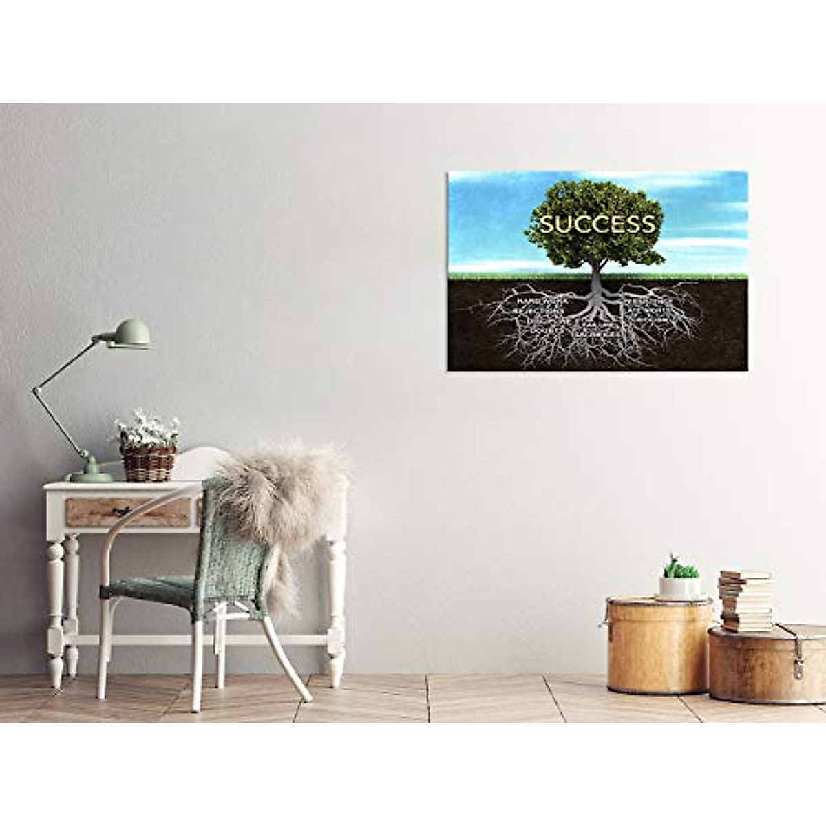 VIIVEI Success Tree Motivational Canvas Wall Art Inspiring Inspirational Entrepreneur Quotes Print Poster Painting Modern Success Quotes Wall Decoration for Home Office Classroom Framed Ready to Hang