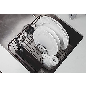 REAL HOME Innovations Deluxe Small Dish Drainer, Oil Bronze