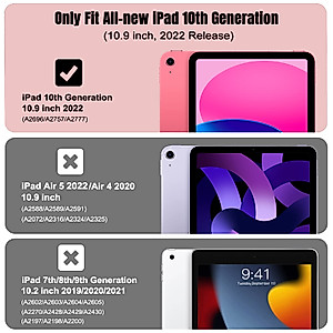 TiMOVO Case for iPad 10th Generation 2022 with Pencil Holder, Heavy Duty Shockproof Rugged Protective Cover for iPad 10th Gen 10.9 Inch, Watermelon Red