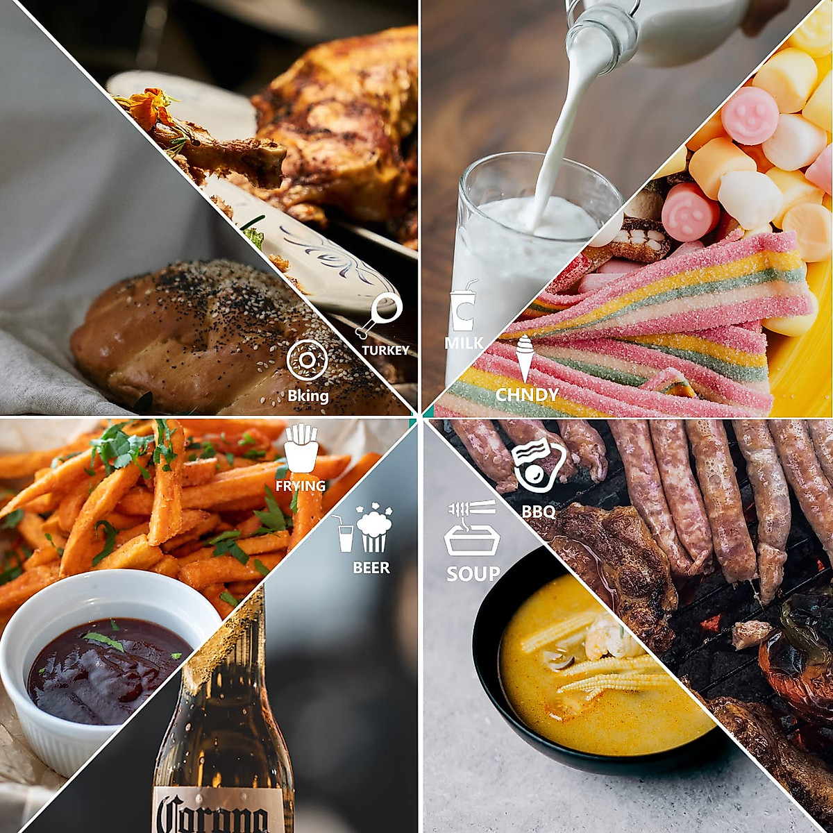 Geobom Waterproof Digital Instant Read Meat Food Thermometer with Folding Probe Backlight Calibration Function for Cooking and Grilling (Black)