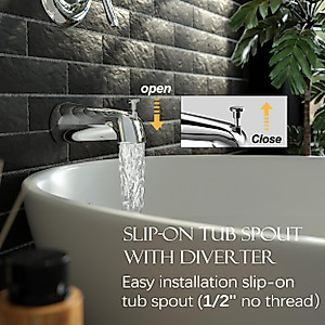 HIMK Shower Tub Faucet Set - Shower Faucet and 9 Modes Rain Shower Head with Single Handle Shower Trim Kit, Bathtub Faucet Shower System with Shower Valve, Chrome