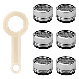 6pcs Bathroom Faucet Aerator Replacement Parts, 24mm Metal Sink Faucet Aerator Filter Faucet Aerator with Wrench 15/16in Male Thread Sink Aerator Attachment Accessories for Kitchen Bathroom