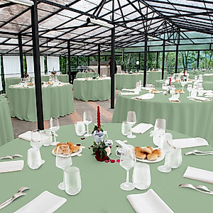 YIDAKO 12 Pack Sage Green Plastic Tablecloths Round Light Green Tablecloth Waterproof Disposable Round Sage Table Cover for Birthday Bridal Wedding Baby Shower Party Decorations,84Inch