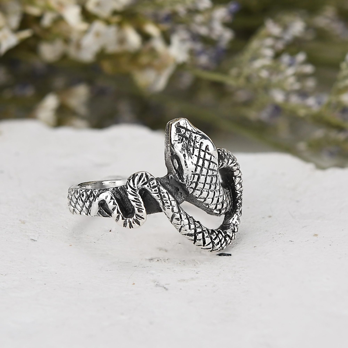 AeraVida Foxy Snake Coil Wrap Around .925 Sterling Silver Ring | Animal and Nature Inspired Silver Ring for Women | Elegant Snake Ring Accessory | Anniversary Jewelry Gift | Size (8)