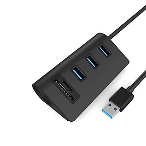 Cateck USB 3.0 HUB, Bus-Powered USB 3.0 3-Port Aluminum Hub with 2-Slots Card Reader Combo for iMac, MacBook Air, MacBook Pro, MacBook, Mac Mini, PCs and Laptops, Black