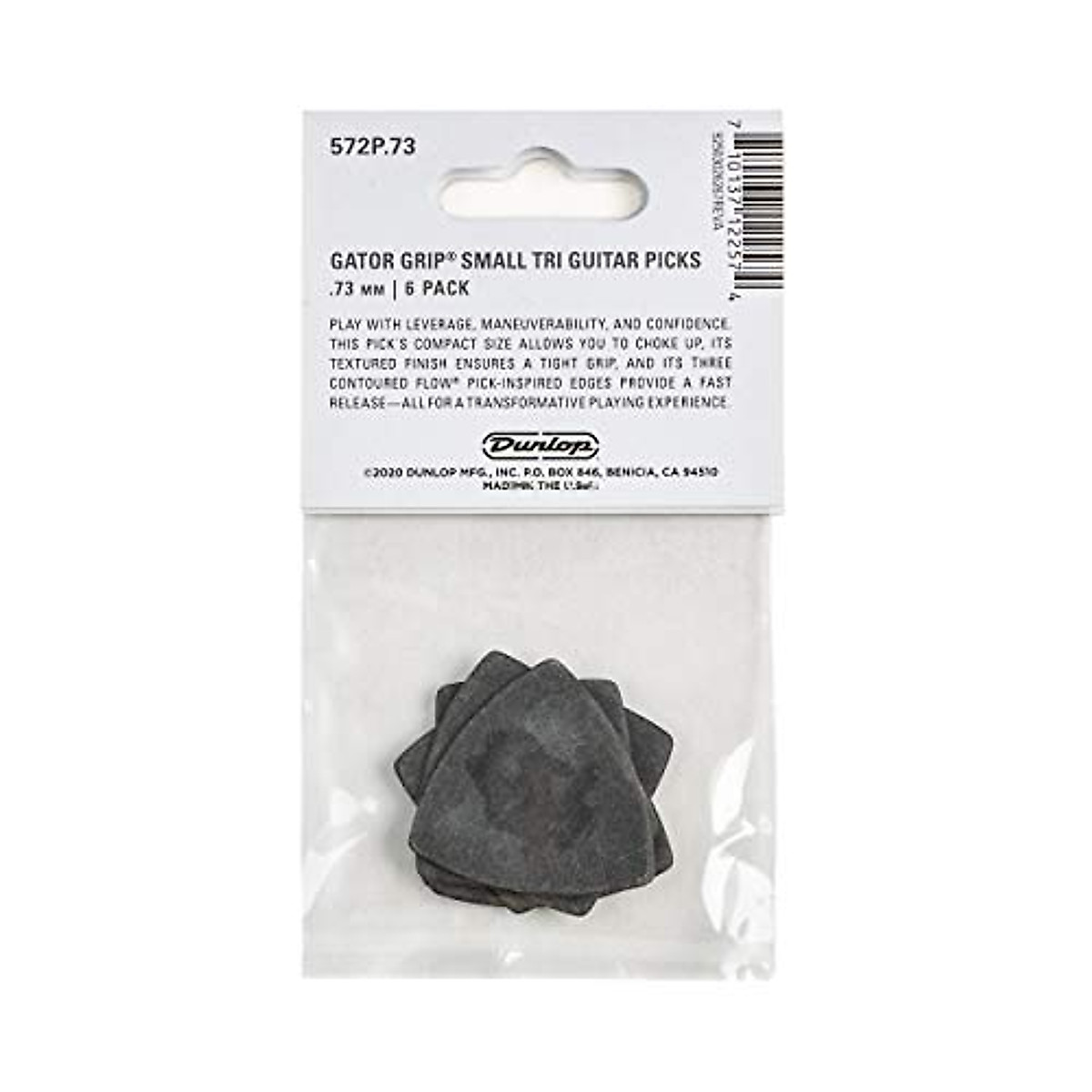 JIM DUNLOP Gator Grip Small Triangle .73mm Guitar Picks, 6 Pack (572P073)