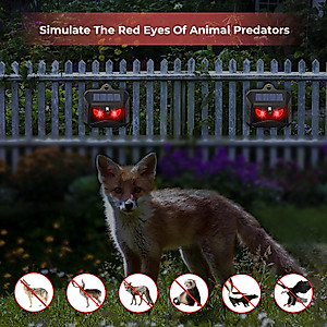 Solar Powered Nocturnal Animal Repeller, Predator Control Light Animal Repellent Device, Red Led Light Outdoor Deterrent Coyote Raccoon Deer Fox Skunk Squirrel for Garden Yard Farm Chicken Coop (2)