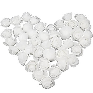 J-Rijzen Artificial Flowers 100PCS 3CM Mini Fake Roses for DIY Wedding Bouquets Centerpieces Party Baby Shower Home Decorations (White)