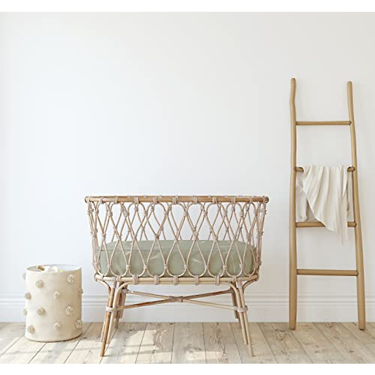 Bear’s Little Fish 100% Organic Cotton Baby Bassinet Sheets - Soft Fitted Crib Sheets for Hourglass Rectangular Oval Bassinet Mattress Pad Baby Basket Bedside Bassinet Sheets - 3-Pack