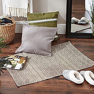 DII Woven Rag Rug Collection Recycled Yarn Variegated Rustic Stripe, 2x3', Stone