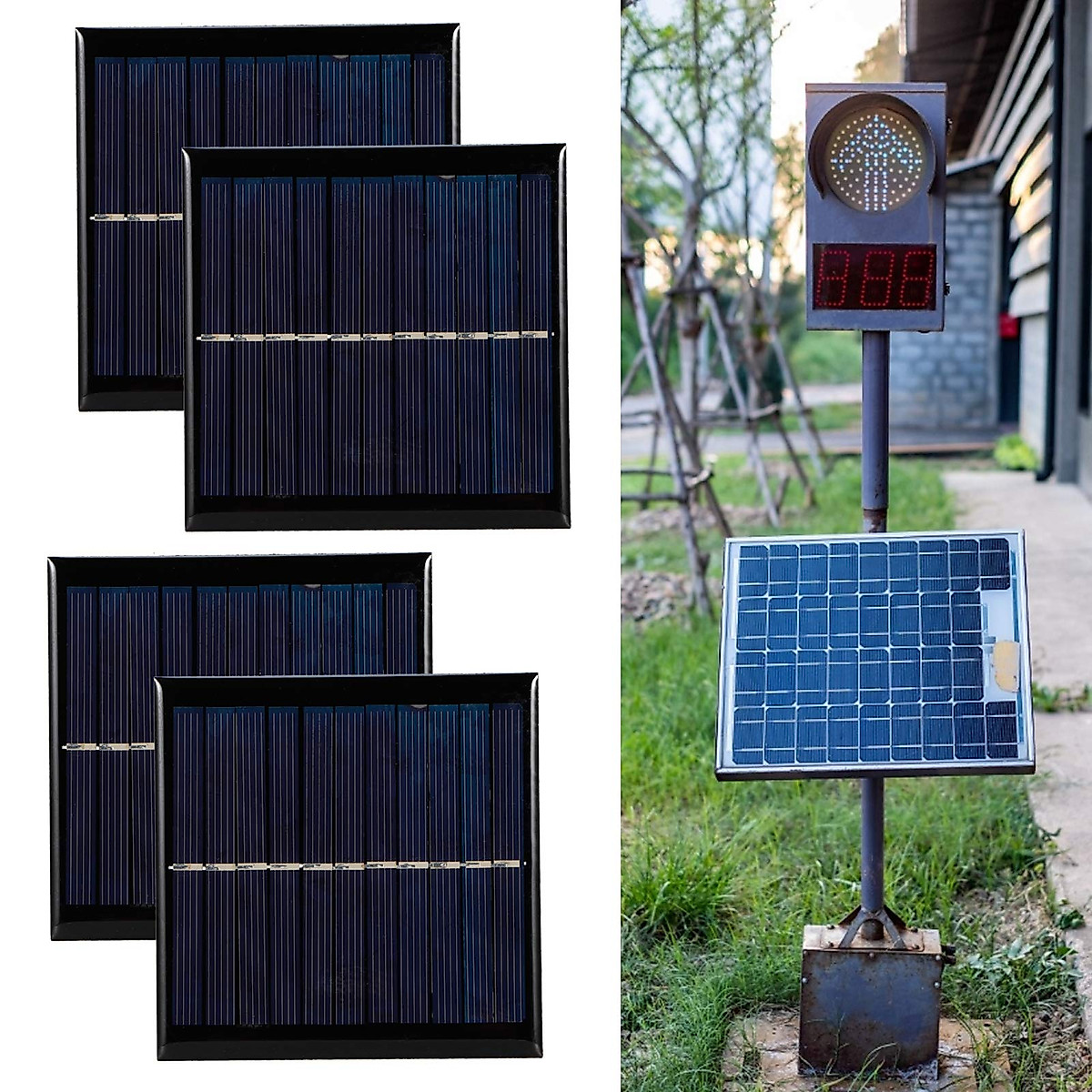 4pcs 1W 5.5V Polycrystalline Solar Panel, High Efficiency Module Off Grid PV Power for Battery Charging, Boat, Caravan, RV 95 x 95mm