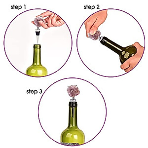 AMOYSTONE Amethyst Cluster Geode Stoppers Natural Crystal Stone Bottle Wine Stopper 1P 4" Irregular