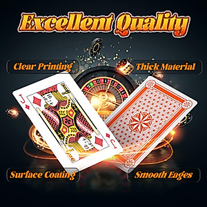 SeptCity Jumbo Playing Cards, Super Big Giant Game Theme Full Deck Huge Poker Oversize Decorations of Magic Party Fun for All Ages (1 Pack) (4 Times)