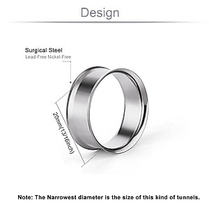 COTTVOTT 2pcs Surgical Stainless Steel Flesh Tunnels Double Flare Ear Plugs Expanders 3/4"