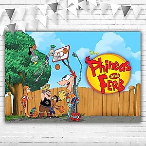 DAHAN Phineas and Ferb Birthday Backdrop 7x5 Vinyl Phineas and Ferb Party Supplies Birthday Banner Baby Shower Decorations Room One Size