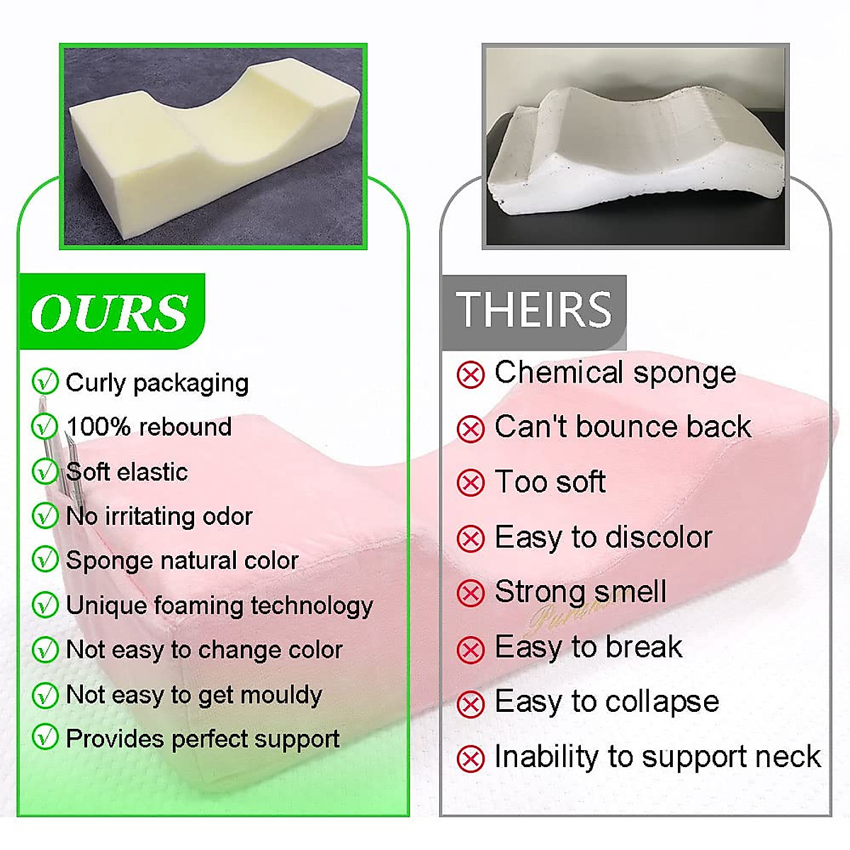 Puransen Lash Pillow for Lash Extensions - Comfortable Velvet Memory Foam Eyelash Pillow, Protect The Neck When Used for Lash Extension Grafting Make Up (Pink)