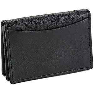 Alpine Swiss Classic Leather Business Card Wallet with ID Window - Expandable pocket - Thin Slim Billfold Credit Card Case
