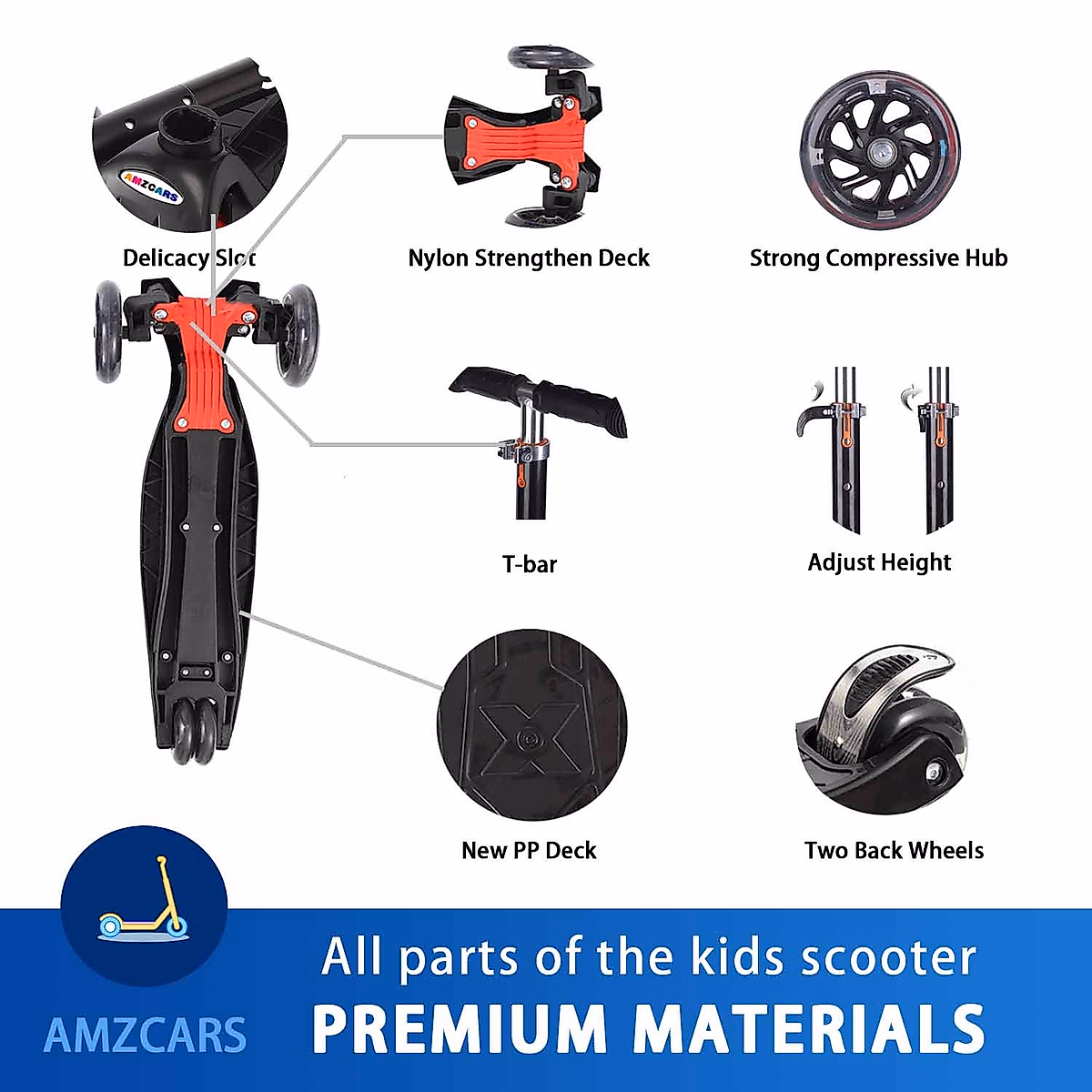 Kick Scooter for Kids, 3 Wheels Toddlers Scooter for 6 Years Old Boys Girls Learn to Steer, Adjustable Height, Extra-Wide Deck, Flashing Wheels for Children Gifts