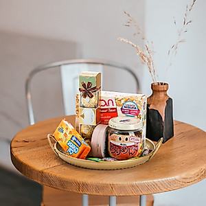 Elsjoy Set of 4 Gold Jewelry Tray, 8 Inch Round Gold Serving Tray Metal Decorative Vanity Tray, Golden Trinket Dish Perfume Tray for Makeup, Necklace, Bathroom, Dresser