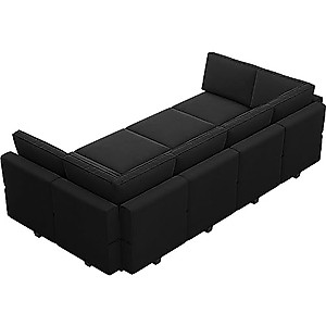 Belffin Modular Sectional Sofa with Storage Chaises Sectional Sleeper Sofa Couch 8 Seat Sectional Sofa Bed Black