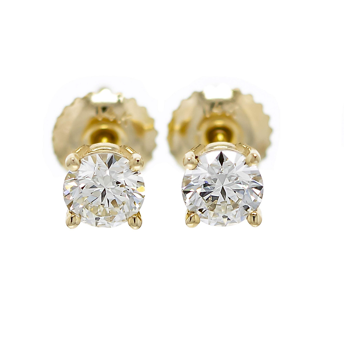 IGI Certified 1/2 Carat Lab-Created Diamond Stud Earrings 14kt Yellow Gold (0.50 cttw, H-J Color, VS2-SI1 Clarity)