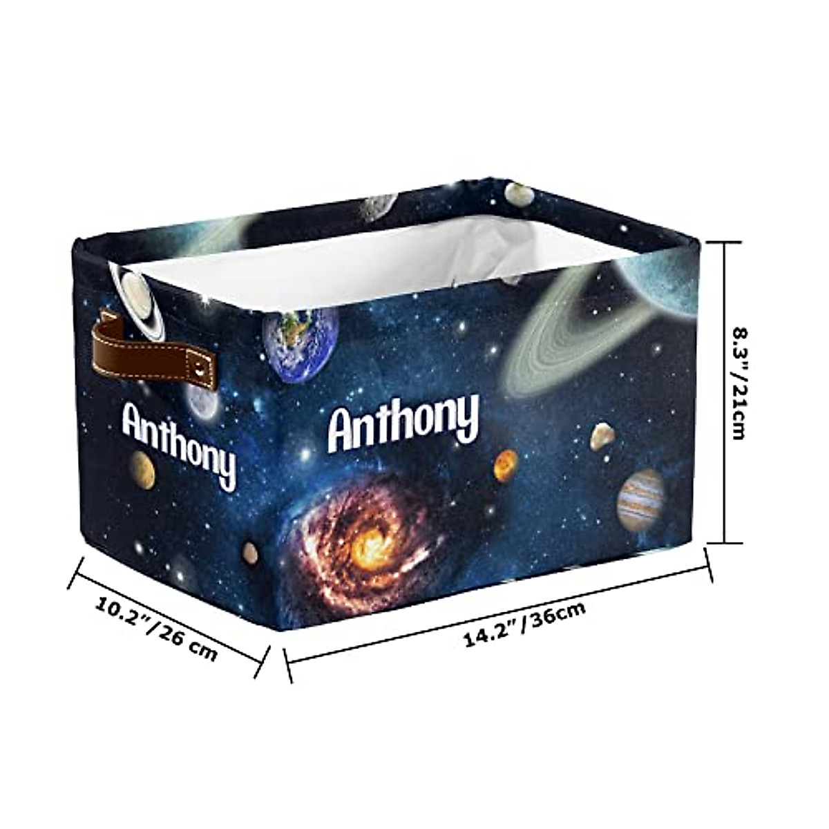 Space System Planets Personalized Large Storage Box for Toy,Bathroom,Nursery,Home Kitchen Shelves,Custom Closet Decorative Storage Bins 1 Pack