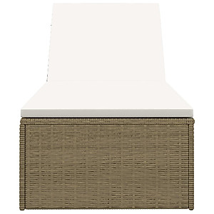 vidaXL Adjustable Sunlounger in PE Rattan and Powder-Coated Steel - Outdoor Patio Sunbed with Thick Padded Cushion – Weather Resistant & Lightweight - Brown and Cream White