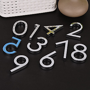 Self Adhesive Mailbox Numbers, Door Address Number Stickers for Office Room, Raised 3D Effect, Chrome Plated (2.36" Silver-20pack)