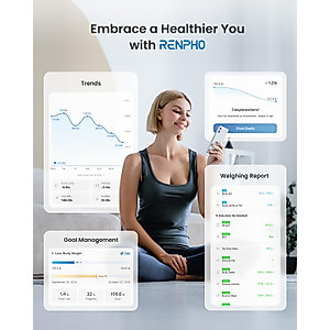 RENPHO Smart Scale for Body Weight, Digital Bathroom Scale BMI Weighing Bluetooth Body Fat Scale, Body Composition Monitor Health Analyzer with Smartphone App, 400 lbs - Black Elis 1