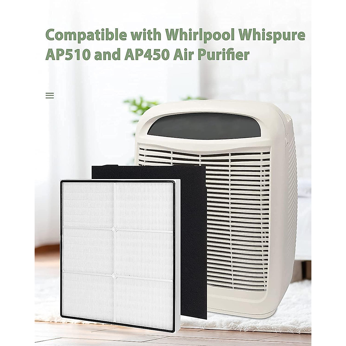 Future Way 510 Filter Replacement Compatible with Whirlpool Whispure AP510 and AP450 Air Purifier, with 4 Carbon Filters, Part# 1183054k