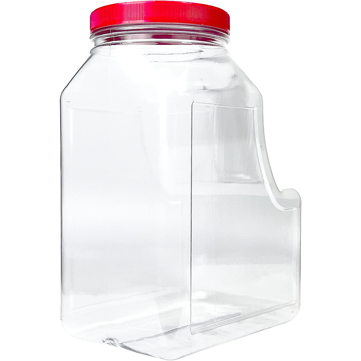 Dubble O 4-Pack Clear Wide Mouth Plastic Jar for Dry Goods/Spice Jar with Handle and Lid - 160 oz. / 1.25 Gallon - Food and Household Supplies Storage Container/Organizer