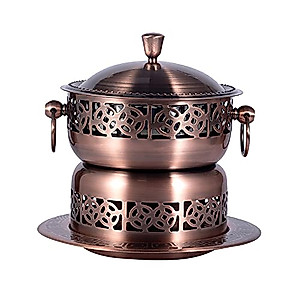 Shabu-Shabu Chinese Hot Pot - Chafing Dish Buffet Stainless Steel Food Warmer - Soup Pot Cookware with Alcohol Lamp - Great for Entertaining Restaurant/Copper