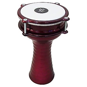 Kids Percussion 10'' Length Aluminum Darbuka, 5.2" Tunable Synthetic Head Doumbek Hand Drum for Kids (Red)