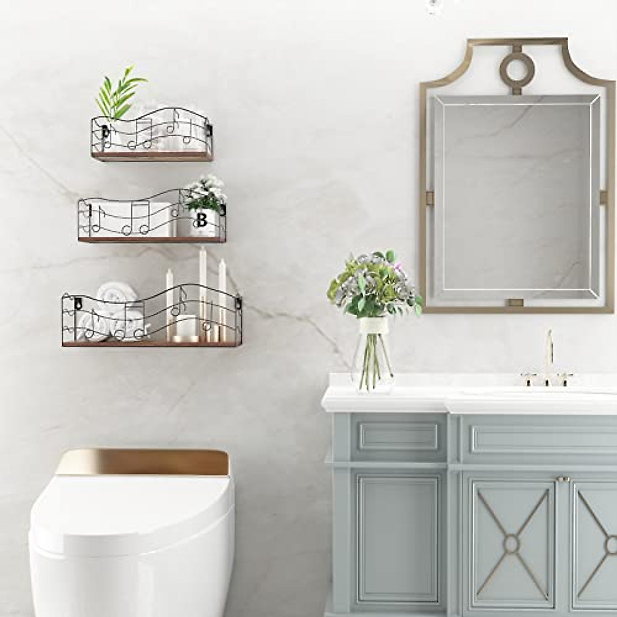 CRUGLA Floating Bathroom Wall Mounted Shelves 6 Sets