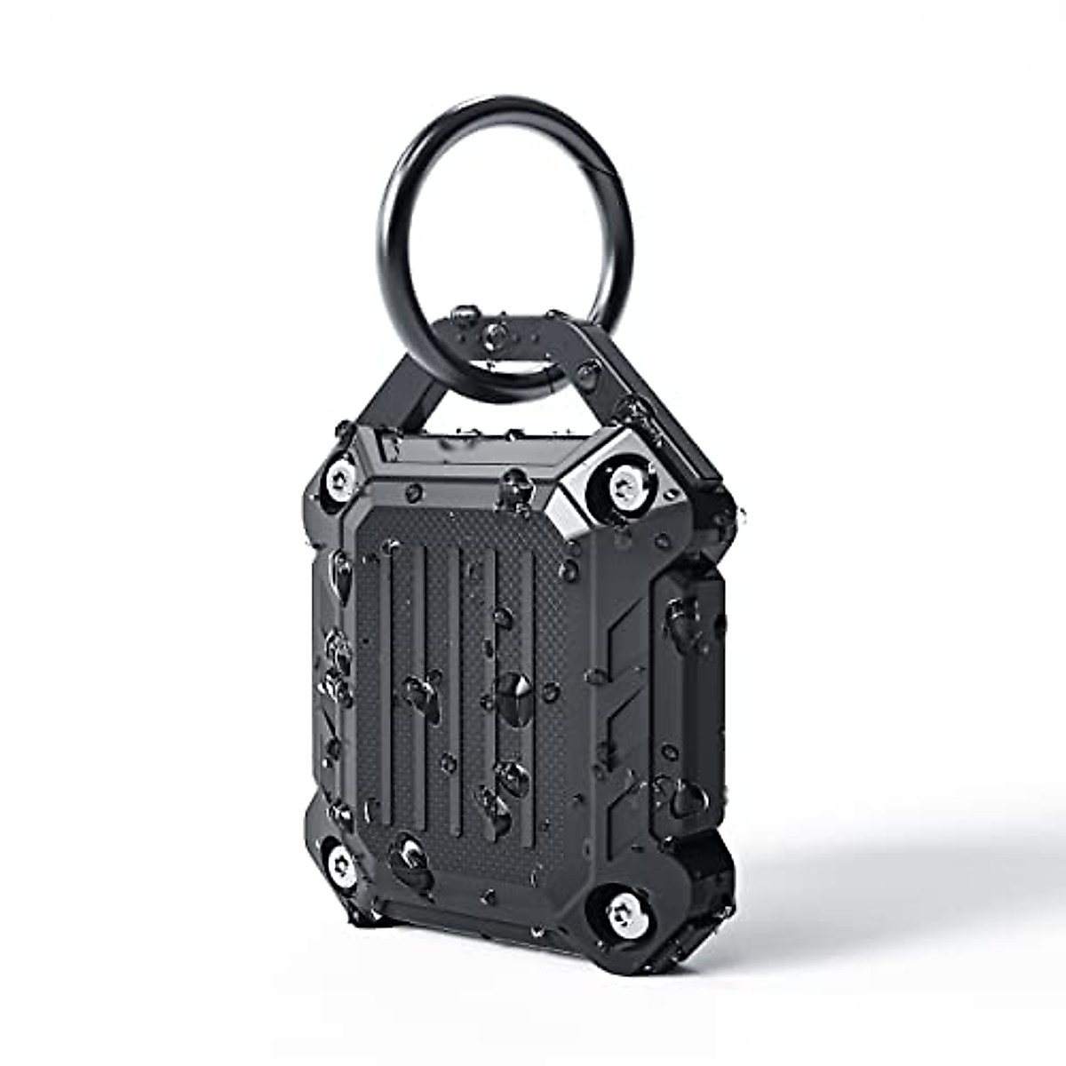 Dovick- Waterproof Airtag Keychain Holder Case,Screw Full Cover Compatible with Apple Air Tag Tracker Key Ring (Black 1Pack)