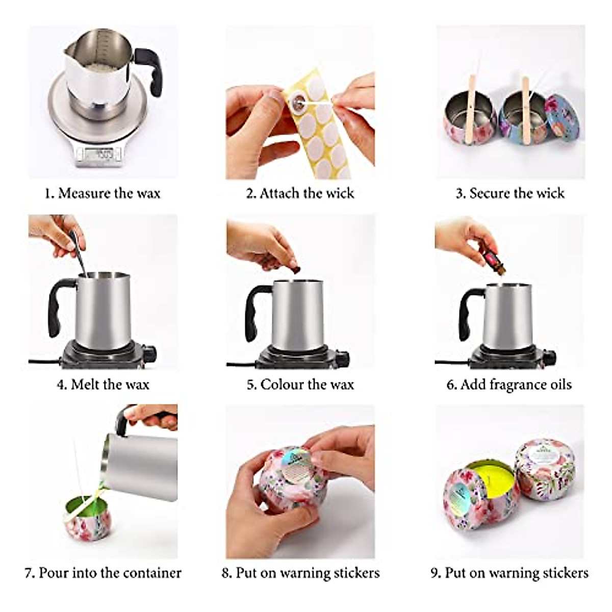 Candle Making Kit, Full Set - Soy Wax, Candle Wick, Stirring Spoon, 4.4 oz Candle Jar & More - DIY Starter Scented Candles Making Kit