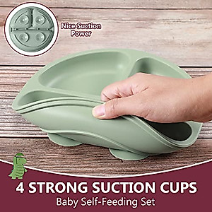 18 Pcs Baby Suction Plates Toddler Divided Plate Set Silicone Baby Plates with Forks and Spoons Baby Plates with Suction Toddler Utensils for Baby Kids Dishwasher Microwave Safe (Macaron Color)