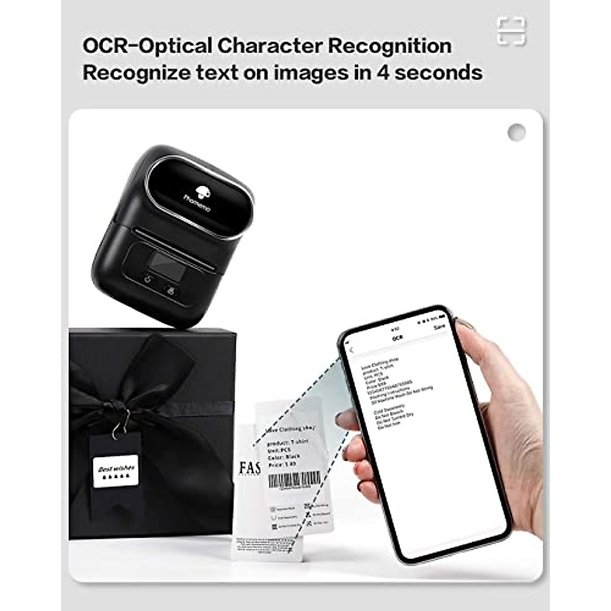 Phomemo M110 Bluetooth Label Maker with 3 Rolls 1.97"x3.15"(50x80mm) Thermal Labels- Thermal Label Maker Printer Apply to Labeling, Office, Cable, Retail, Barcode, Compatible with Android & iOS