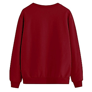 Christmas Sweatshirt Women Merry and Bright Christmas T-Shirt Funny Xmas Lights Blouse Tops Holiday Shirts (Wine Red, XX-Large)