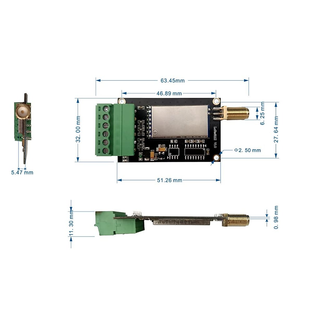 Lubeby Smart LoRa611II TTL Interface Wide Voltage High Rate 160mW Industrial Uart LoRa Module (868 MHZ X 5 PCS)